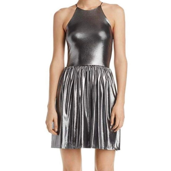 Aqua | Dresses | Aqua Metallic Silver Party Dress Homecoming | Poshmark